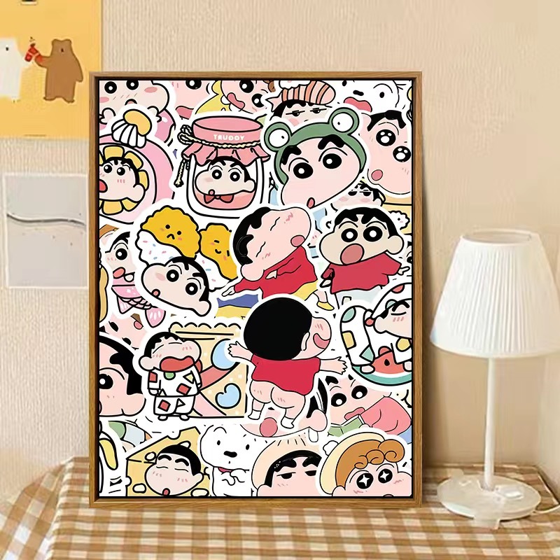 DIY paint by number cute cartoon crayon Shin chan family portrait hand ...