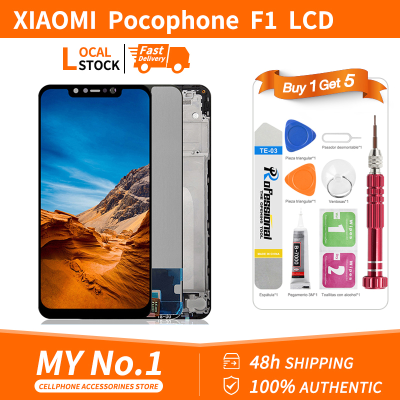 Original LCD with Frame for Poco F1 / Pocophone F1 LCD Display Touch Screen Digitizer Assembly ...