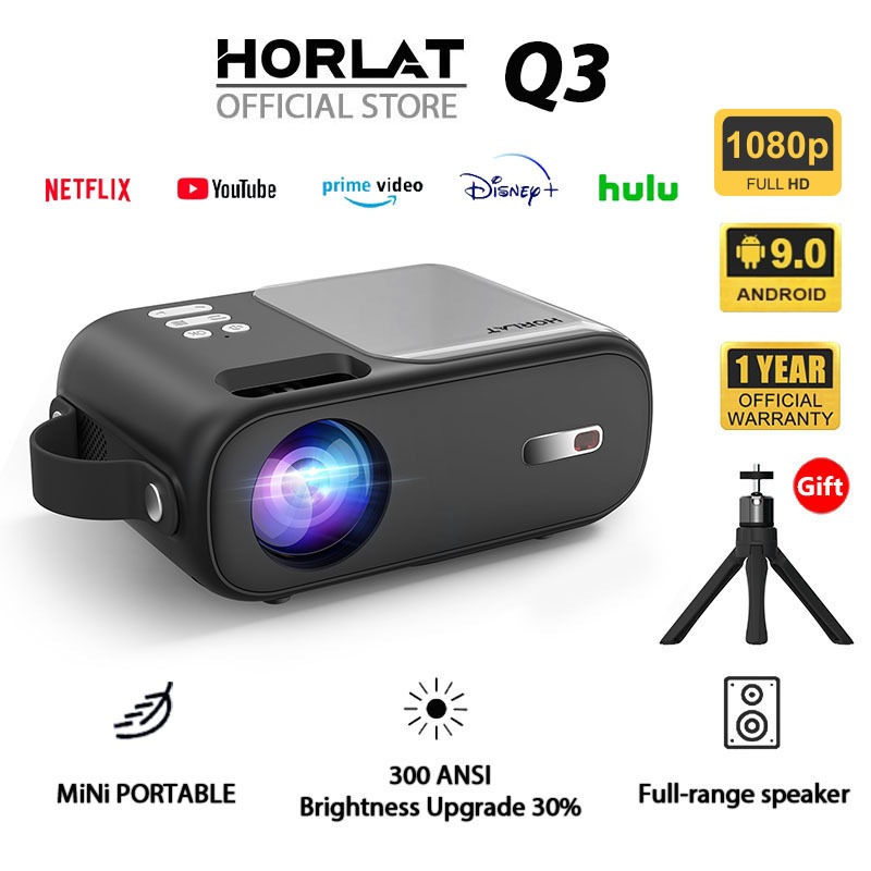 Horlat Q3 portable mini projector 300ANSI smart projektor 1080P HD ...