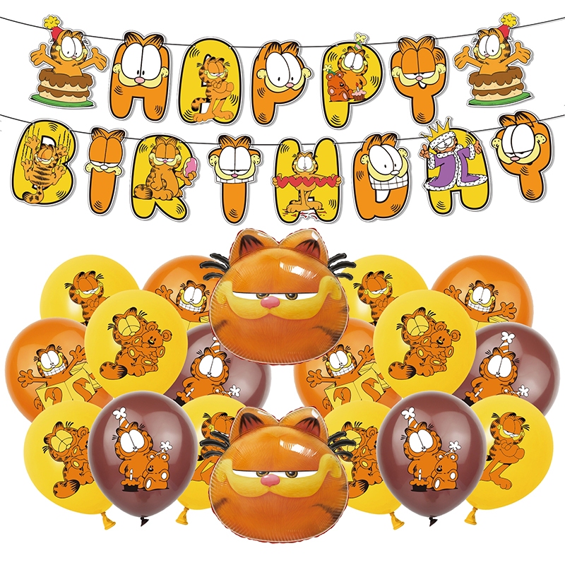 Garfield Theme Party Decoration Set Cute Cartoon Happy Birthday Banner ...