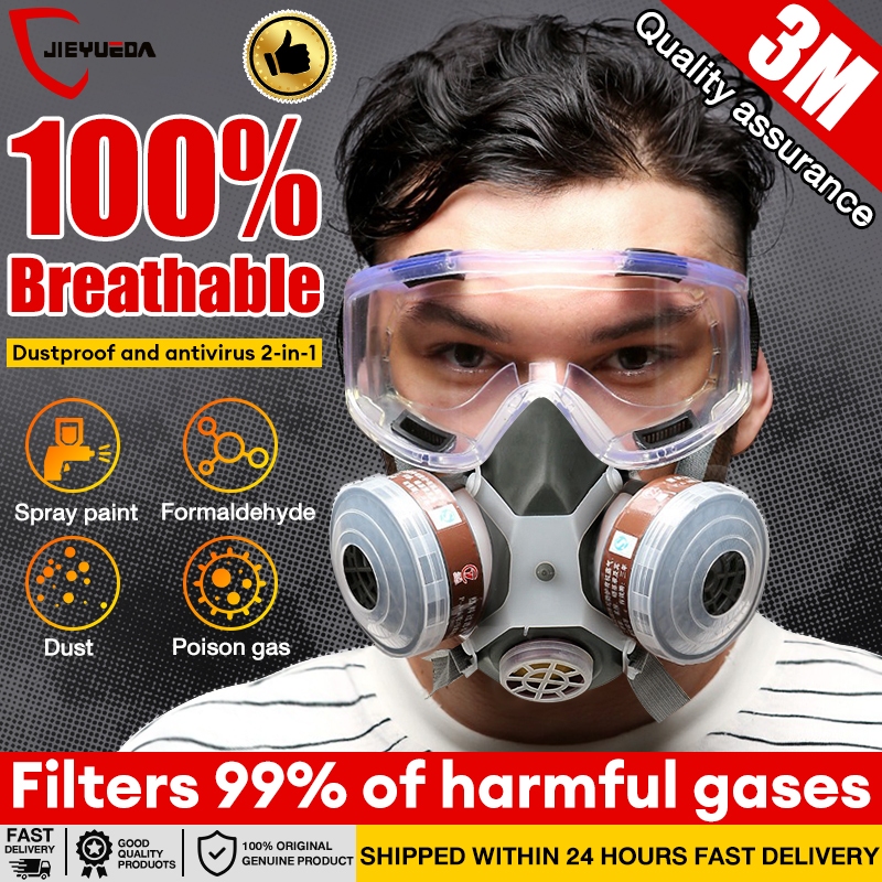 [3m mask 100% Breathable] Gas mask 6502-7 in 1 dust mask respirator ...