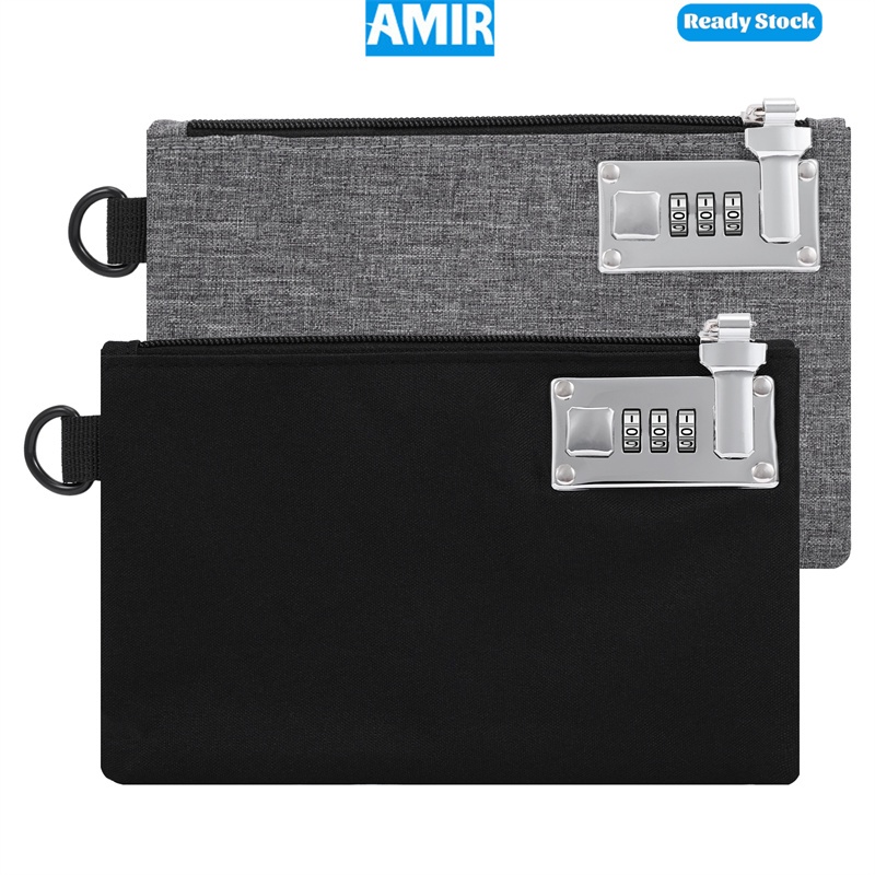 AMIR 2 PCS Lockable Money Bag with Lock and Zipper for Cash Locking ...