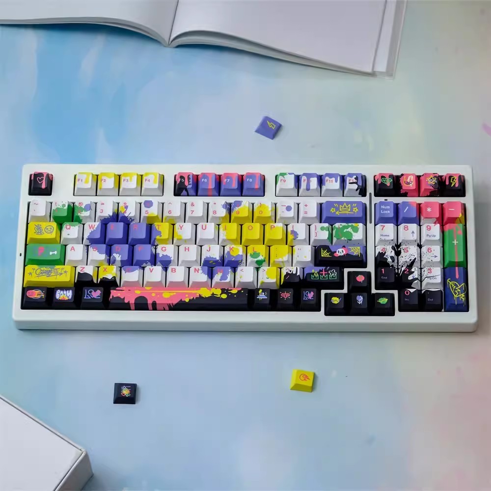 151 Keys Colorful Graffiti Keycaps PBT Dye Sublimation Keycap Cherry ...