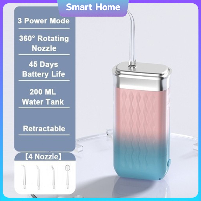 Electric Water Floss With 4 Head Teeth Cleaner Portable Dental Air ...