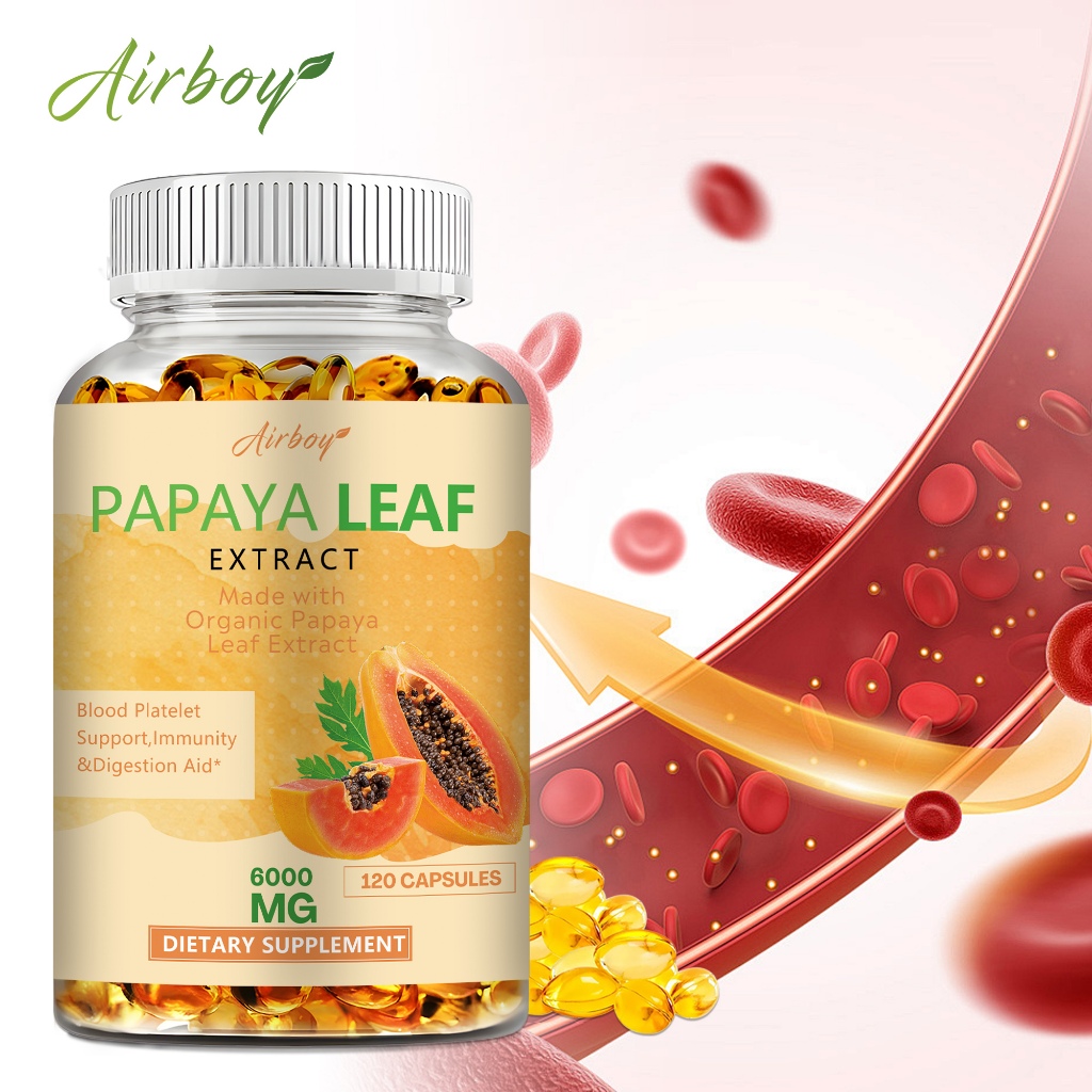 Papaya Leaf Extract - 120/6000mg Veggie Capsules, Blood Platelets, Bone ...
