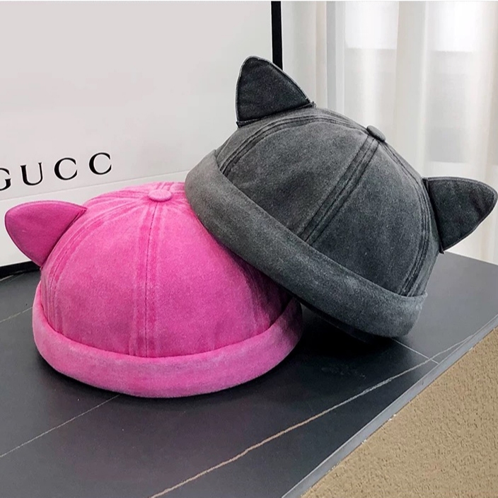 Cat's ears Beanies cap for women fashion washing brimless cap for men ...