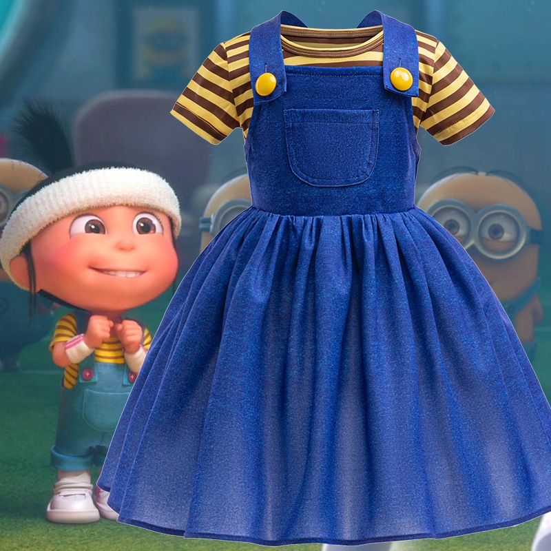 Minion Girls Cosplay Costume Summer Cute Cartoon Little Princess Dress ...