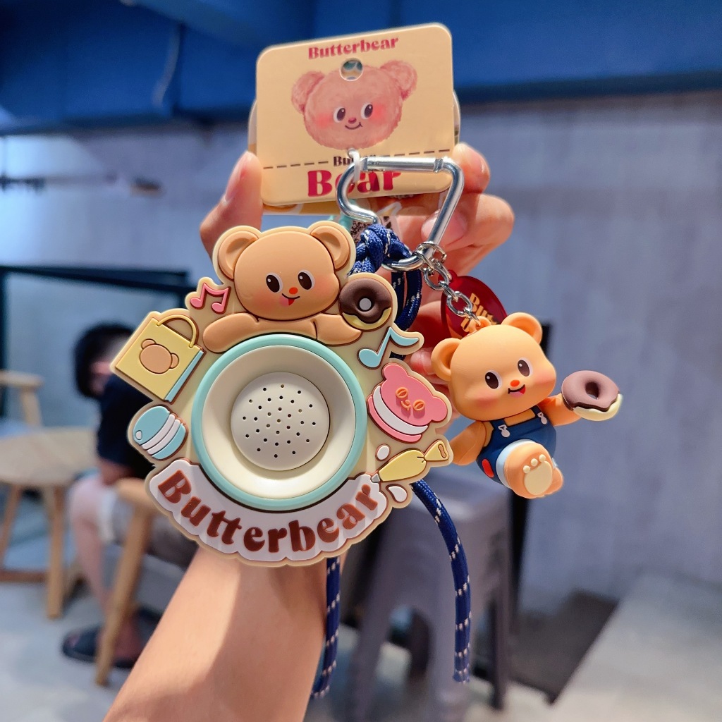 Authentic Butter Bear Fun Horn Keychain Cartoon Bear Doll Keychain ...