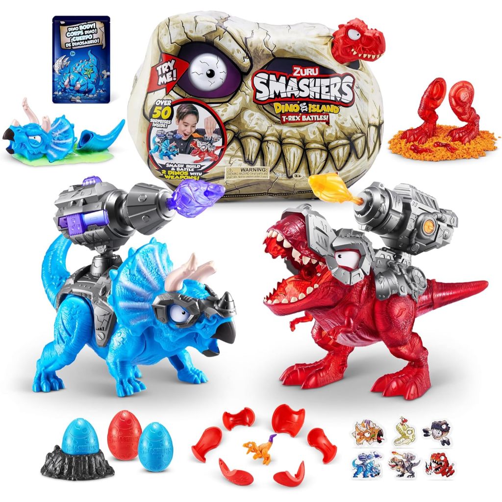 Smashers Dino Island T-Rex Battles (Red Version) by ZURU 50+ Surprises ...