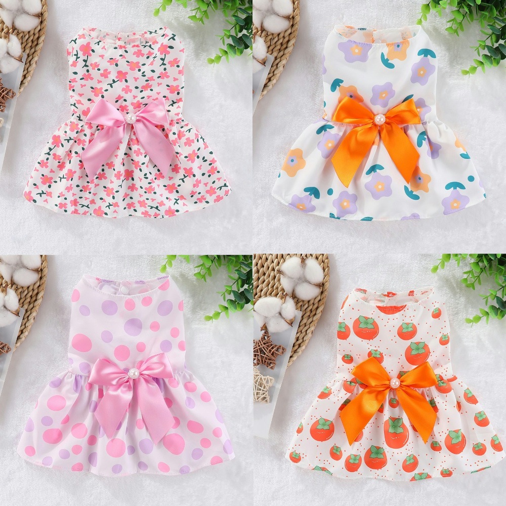 Floral Dog Princess Dress for Shih Tzu Female Cute Pet Skirt Cat ...