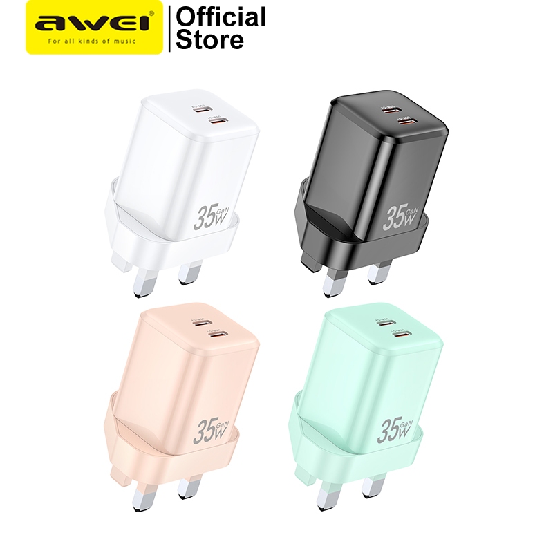 Awei PD65 35W GaN Charger Type C Fast Charging Adapter Universal 3A For ...