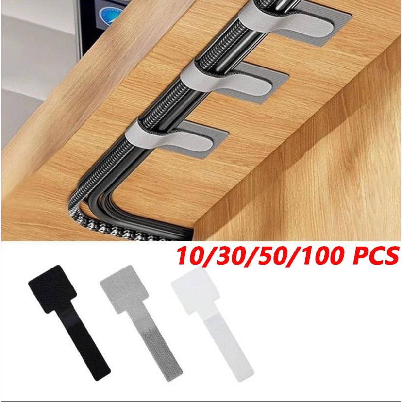 100pcs Data Cable Velcro Is Suitable For Self-Adhesive Desktop Wall ...