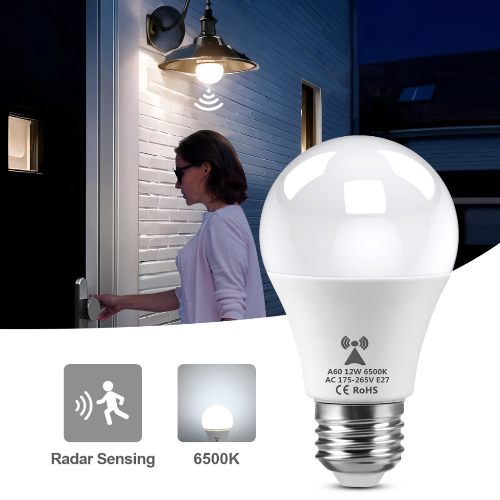 Microwave Radar Detection LED Light Bulb 220V E27 12W Radar Motion ...