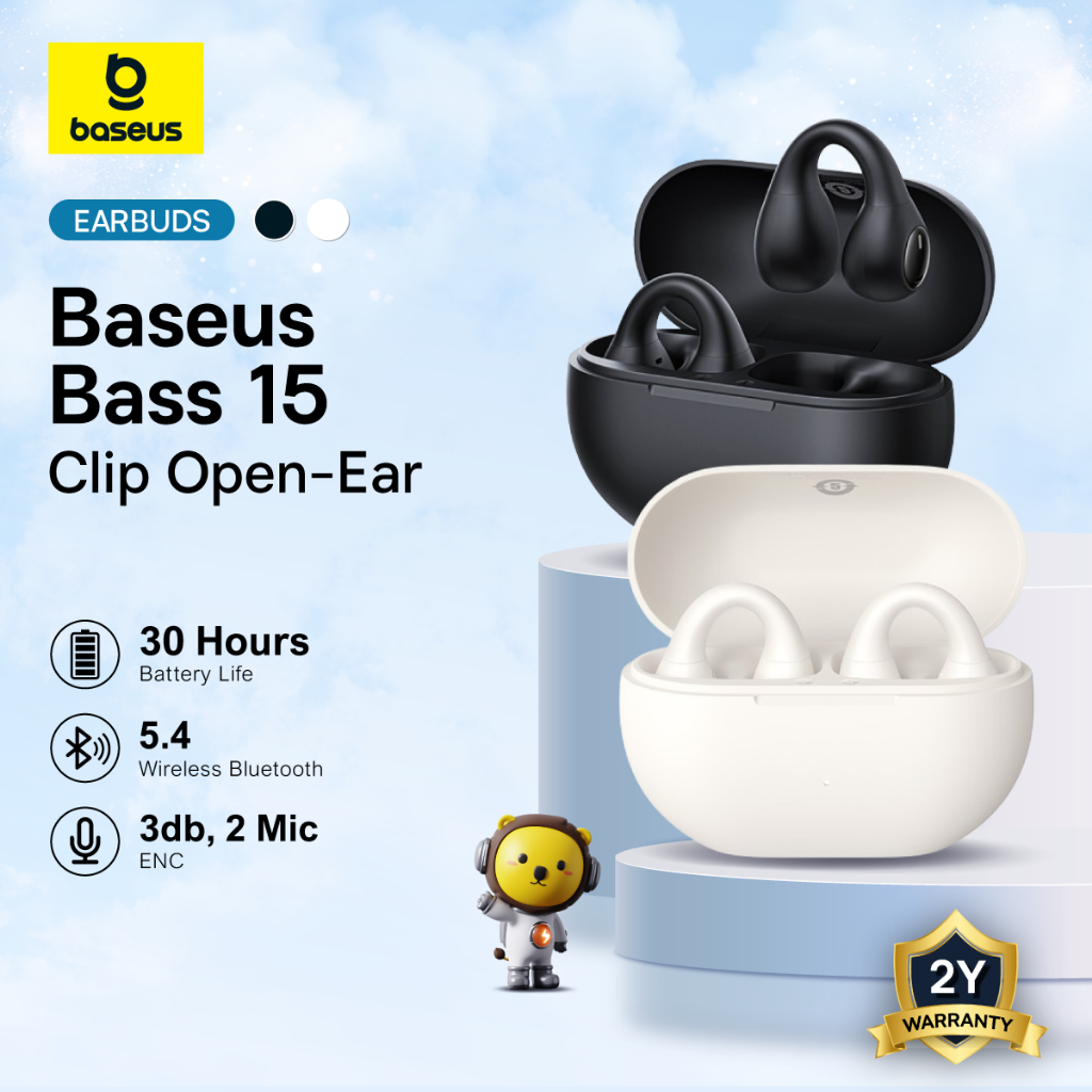 Baseus Bass 15 Clip Open-Ear TWS Earbuds Wireless Earphone Bluetooth 5. ...