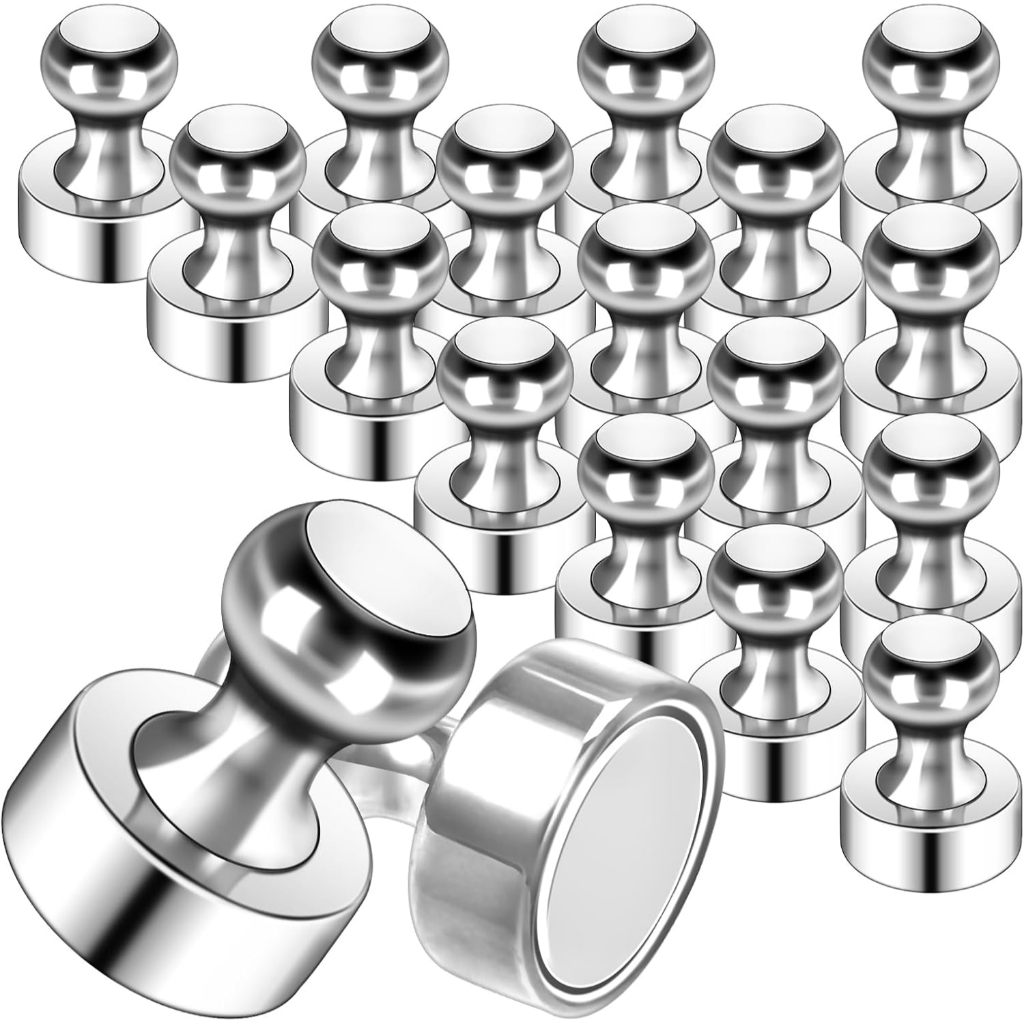 10 Pcs Metallic Magnets, Silver Magnetic Push Pins, Refrigerator ...