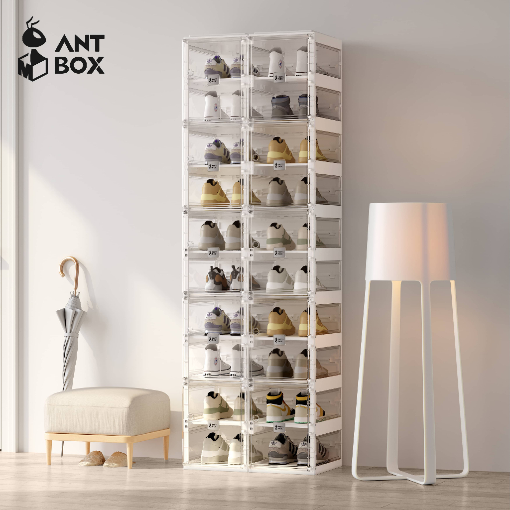 ANTBOX Transparent Shoe Box Full Clear Shoe Storage Organisers 10 ...