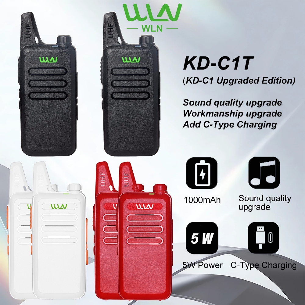 WLN Walkie Talkie KD-C1T Set 2 5W Mini Pocket Size Portable C-type ...