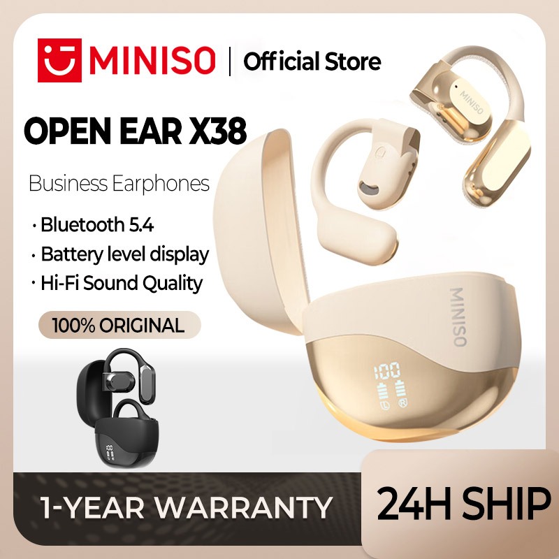 MINISO X38 Bluetooth Earphone Bluetooth 5.4 Open Ear Earphone With Mic ...