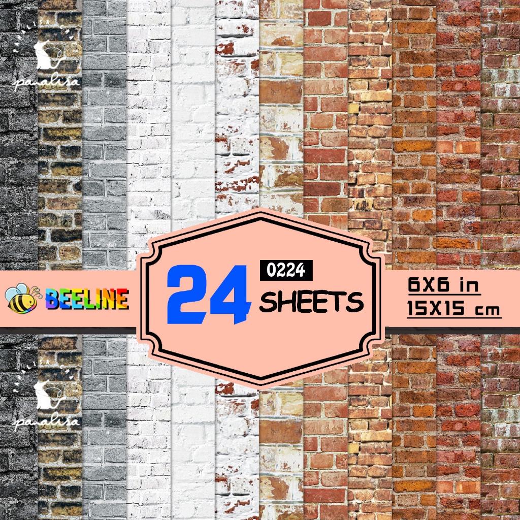 Beeline 24Pcs 6x6in Brick Wall Pattern Paper Retro Scrapbook DIY Manual ...