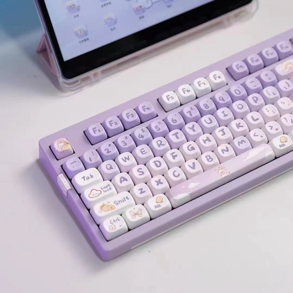 Gradient Purple Rabbit Keycaps MOA Profile PBT Dye Sublimation ...