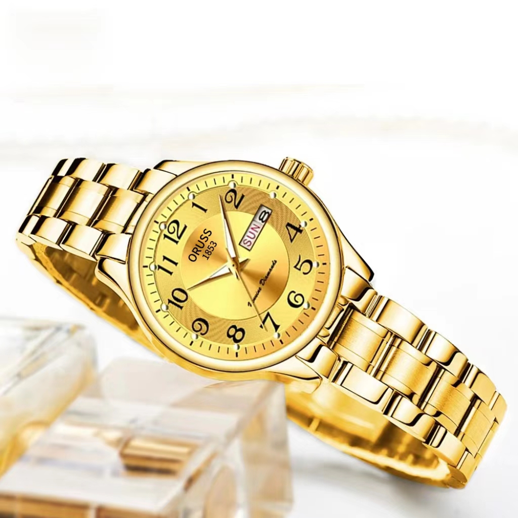 ORUSS Original Women/Men Dual Calendar Stainless Steel Luminous ...