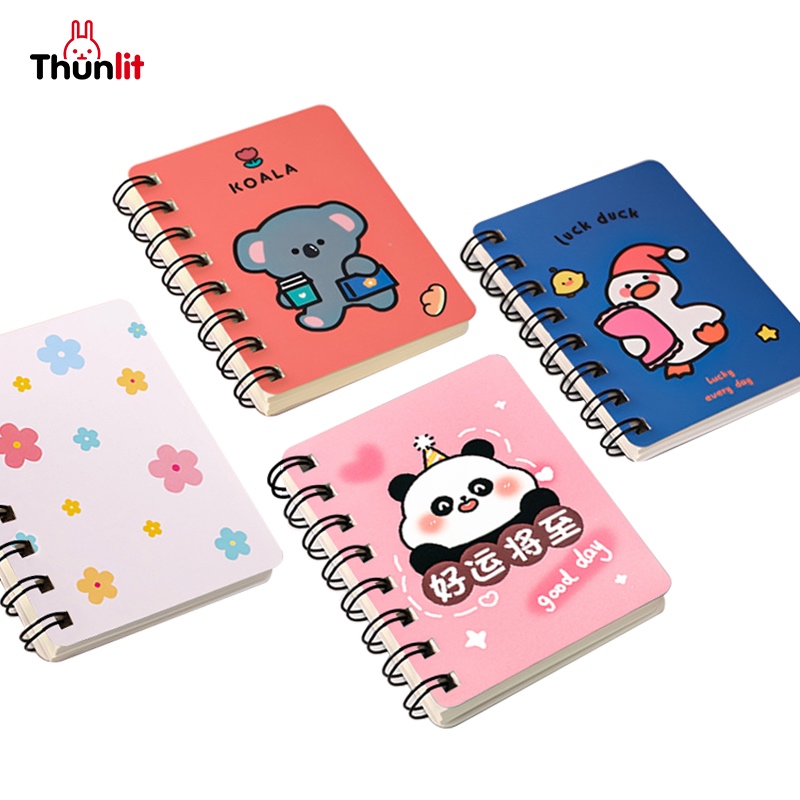 Thunlit Mini Spiral Notebook Cute Cartoon A7 Diary Pocket Book Notepad ...