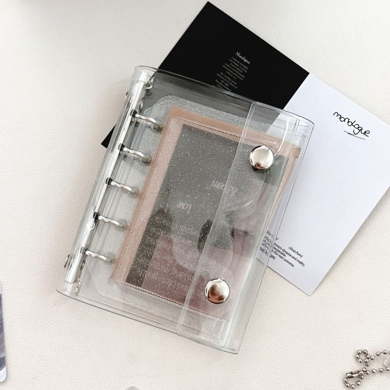 Button Transparent Shell m5 pvc Binder A8 Five-Hole Card Booklet | Shopee Malaysia