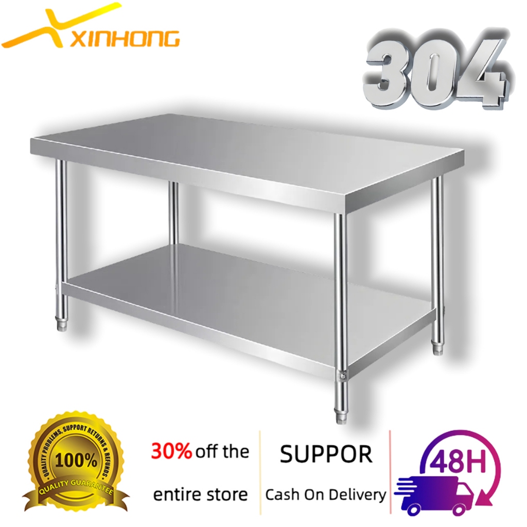 2-layer Table 304 Stainless Steel Worktable Easy to clean Thicken ...