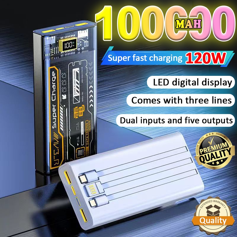 Original Power banks 100000mah 50000mAh Comes with 4 wires Belt iPhone ...