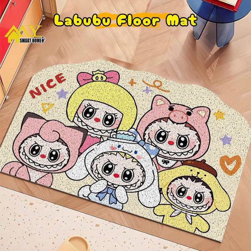 5 Sizes POP MART Entrance Door Anti Slip Silk Circle Floor Mat LABUBU ...