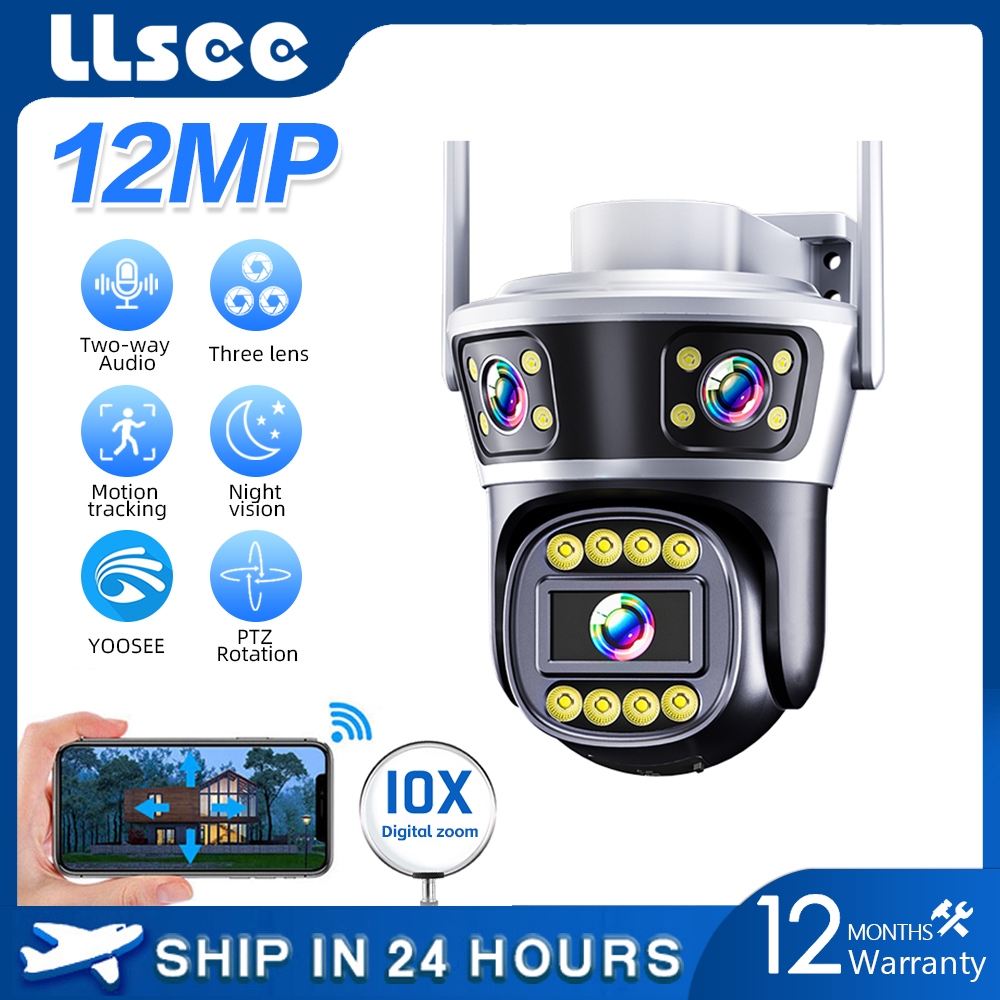 LLSEE YOOSEE 4K Three lens Outdoor CCTV Camera 12MP 10X PTZ Night ...