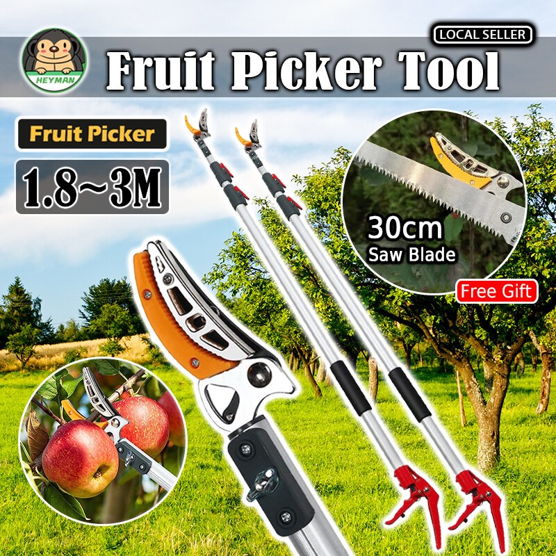 Fruit Picker Tool 6 Feet Cut and Hold Tree Pruner, 1.8-3 Meters ...