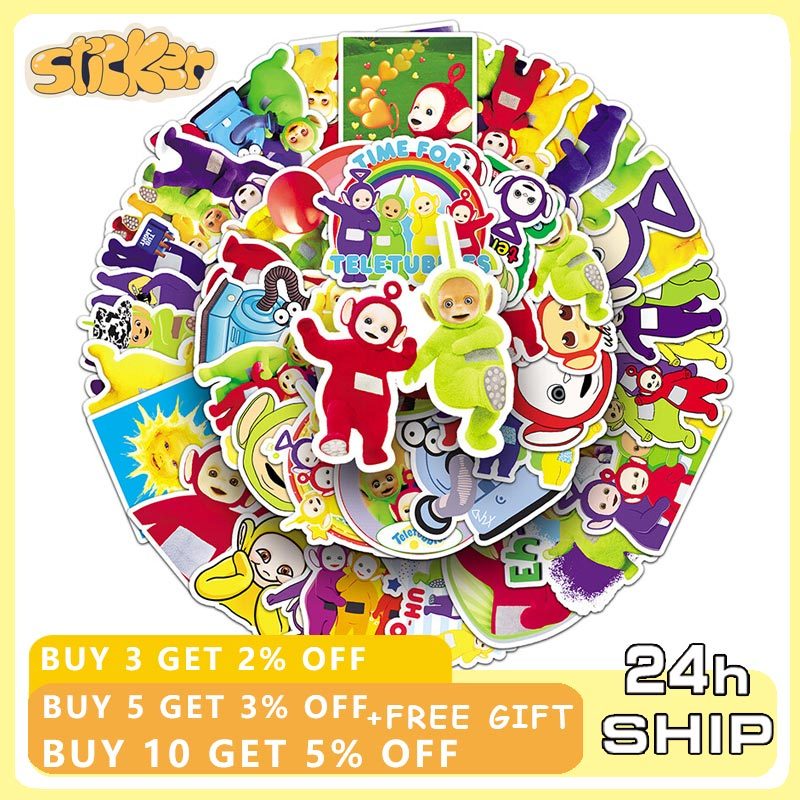 50pcs Animated Teletubbies Sticker Water Cup Laptop Luggage Stationery ...