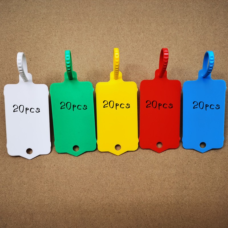 100pcs Reusable Blank Plastic Tag Ties 5 color mixed Key Tags Serrated ...