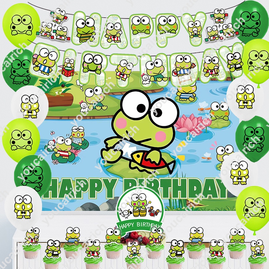 Sanrio KEROKERO KEROPPI Frog Balloons banner cake toppers Birthday ...