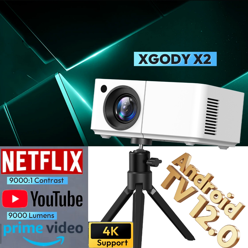 XGODY NEW Mini X2 Projector Android 12 4K HD Smart Projector 1080P ...