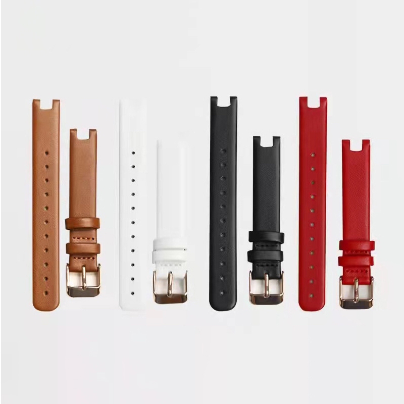 For Garmin Lily 14MM Genuine Leather Watch Band Smart Stainless Steel ...