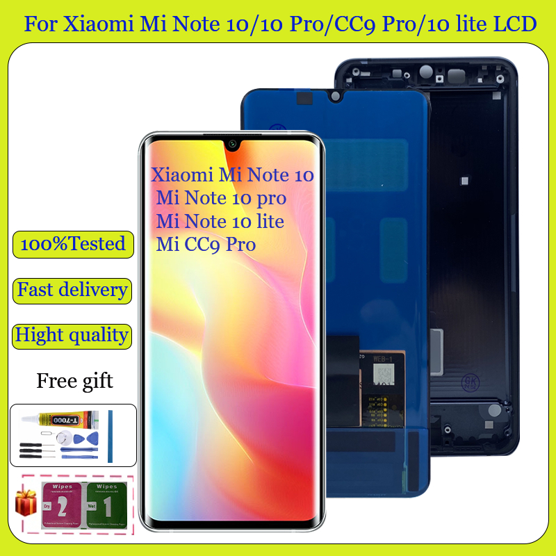 Original AMOLED For Xiaomi Mi Note 10/Note 10 Pro/CC9 Pro/Note 10 lite LCD Display Touch Screen ...