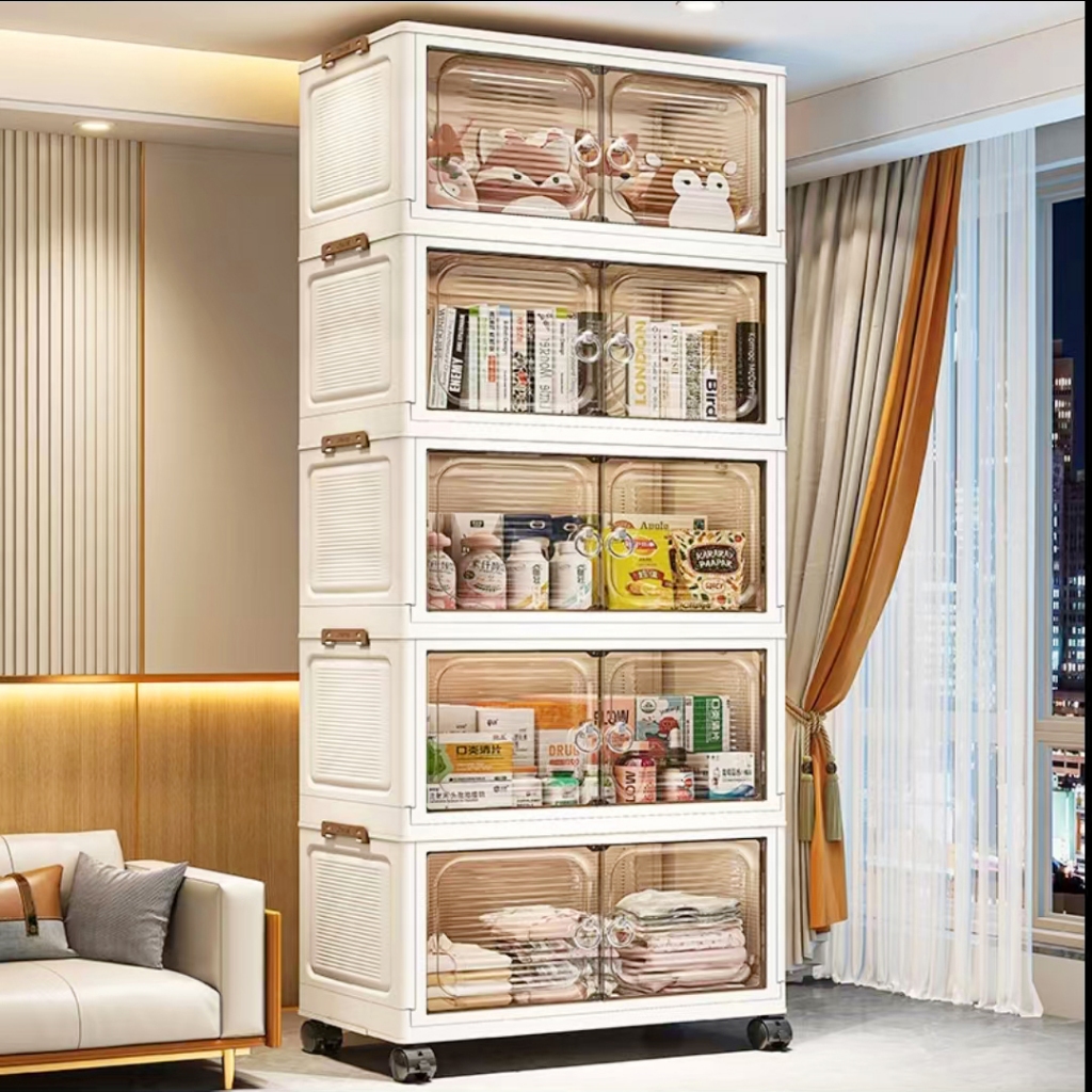 L63cm (1-6 Layers) Foldable Multipurpose Stackable Storage Cabinet 2 ...