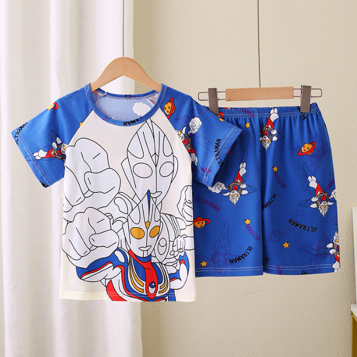 Summer children's pajamas, boys' girls' milk silk short-sleeved shorts ...