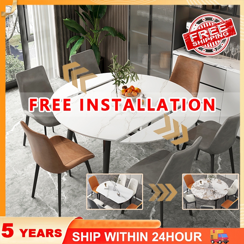 【Free Installation】Round Table Extendable Dining Table Round Table ...