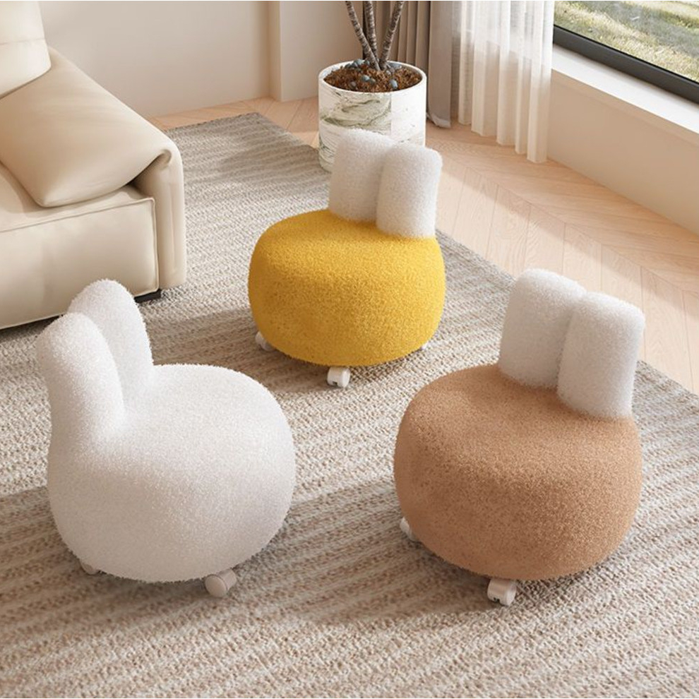 Children's Cute Low Stool Rabbit Ears Back Seat Stool Shoe Stool With ...