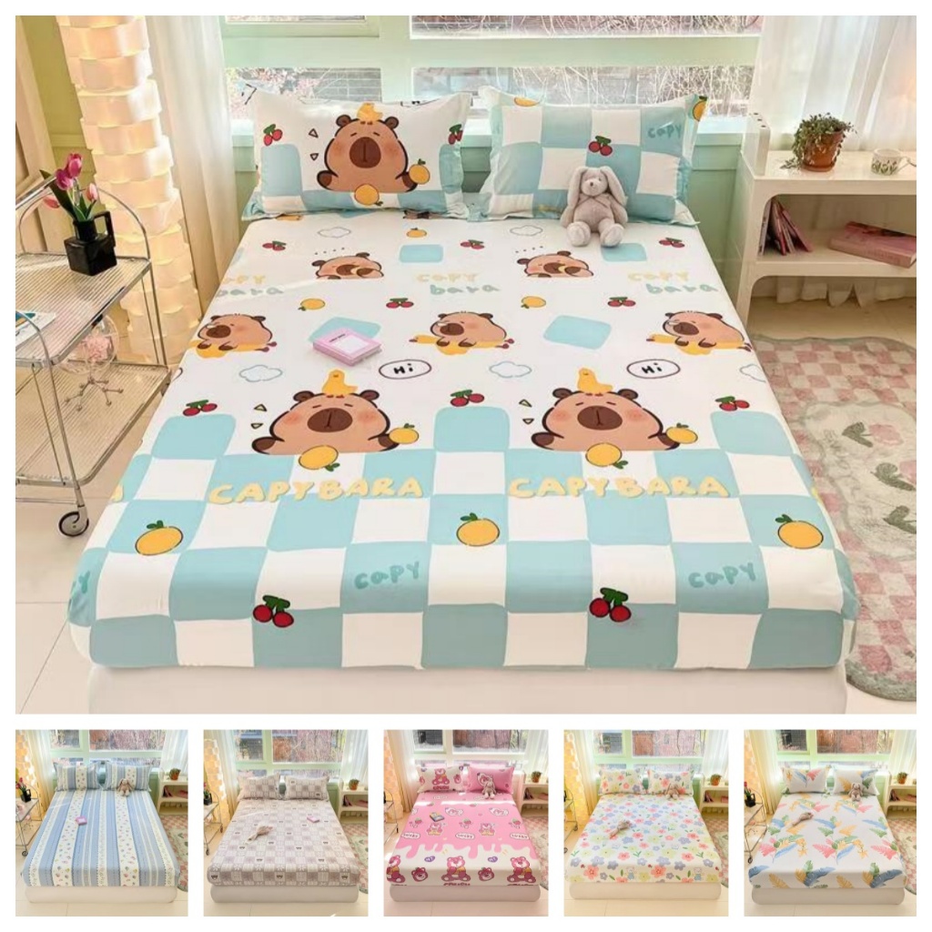 Cotton cadar tilam lotso Bedsheet Fitted cadar 1800TC Cute Cartoon Bear ...