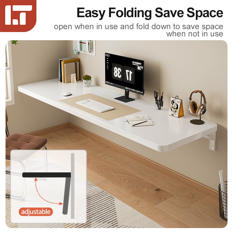 Meja Lipat Wall Table Foldable Table Floating wall shelf Meja belajar ...