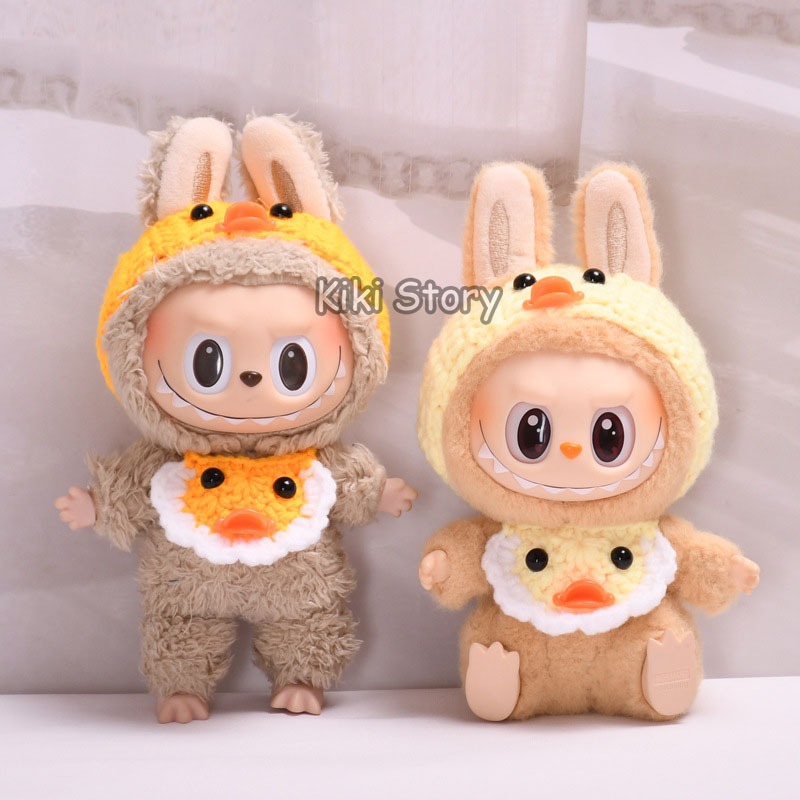 New Labubu V2 Clothes Knitted bib Duck Apron 17CM LABUBU Macarons BJD ...