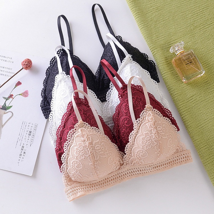 Classyamy French Triangle Cup Lace Bra Wireless Girl Underwear ...