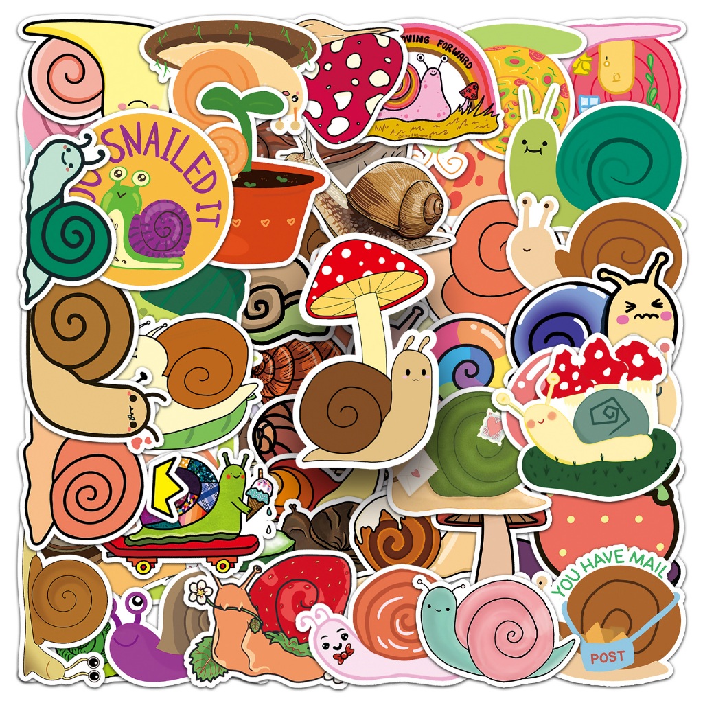 50 Piece Funny Snail Stickers Waterproof DIY For Phones Laptop Car ...