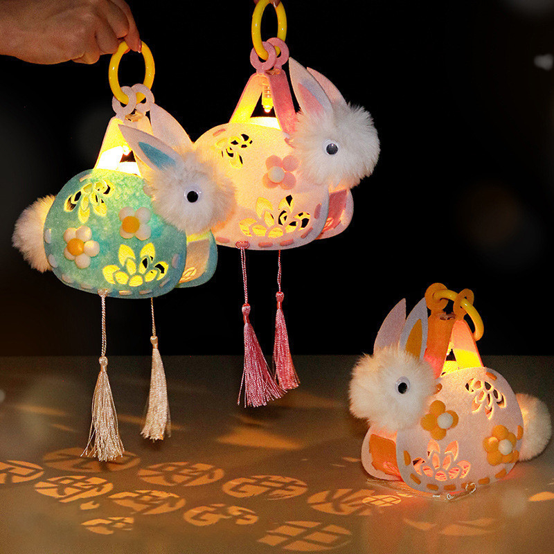 Fun Rabbit Handheld Lantern Mid Autumn Moon Shape Lantern Mid Autumn ...