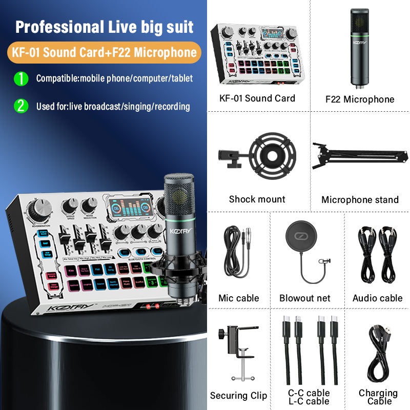 KoorFly Sound Card KF01 48V Mixer Eliminate Original Songs Custom ...