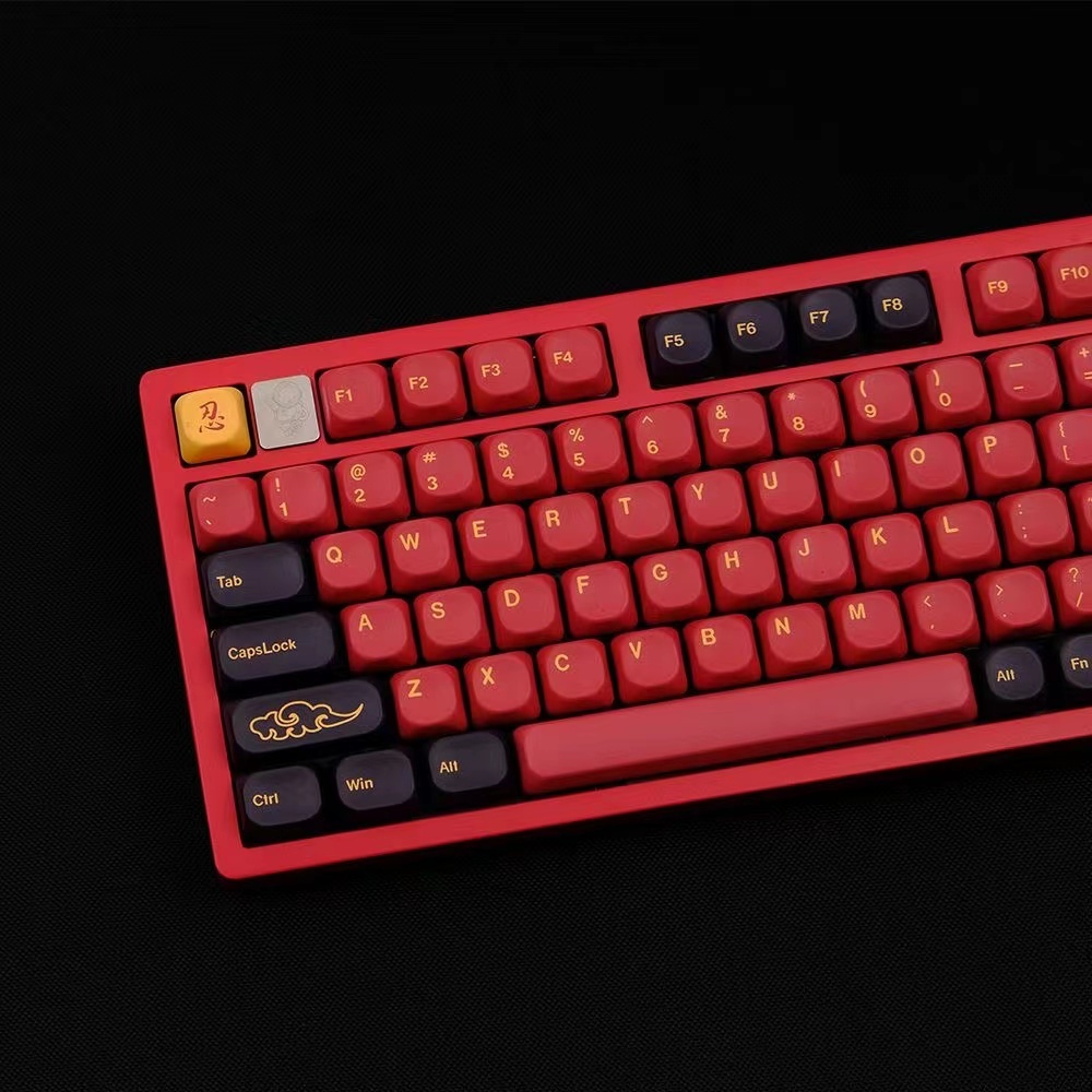 130Keys Red Samurai Keycaps KOA Profile PBT Dye Sublimation Similar MOA ...